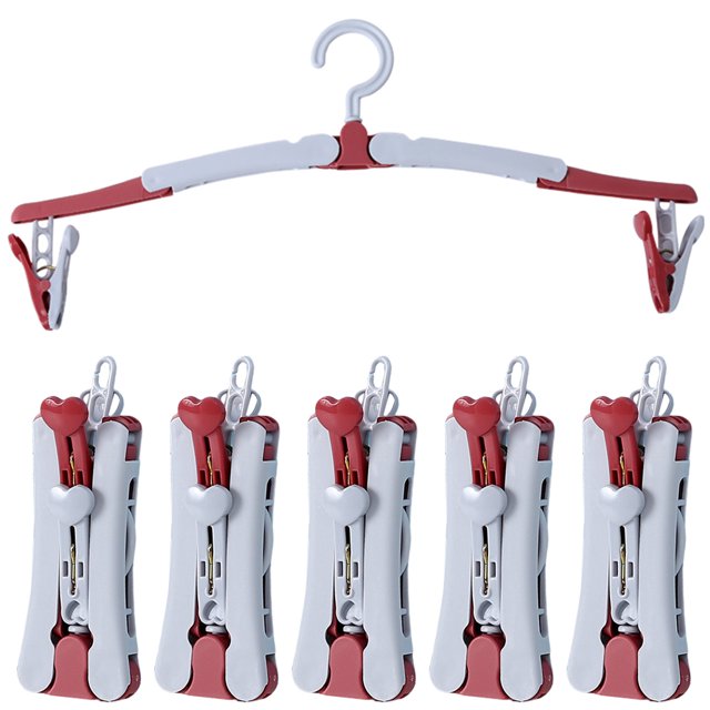 6PCS Travel Hangers Folding Clothes Hangers Clamp Type Drying Racks ...