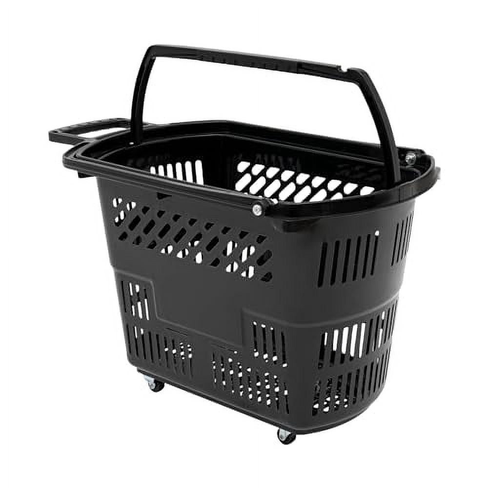 6PCS Trolley Rolling Plastic Basket Set - 35 Litre Portable Shopping ...
