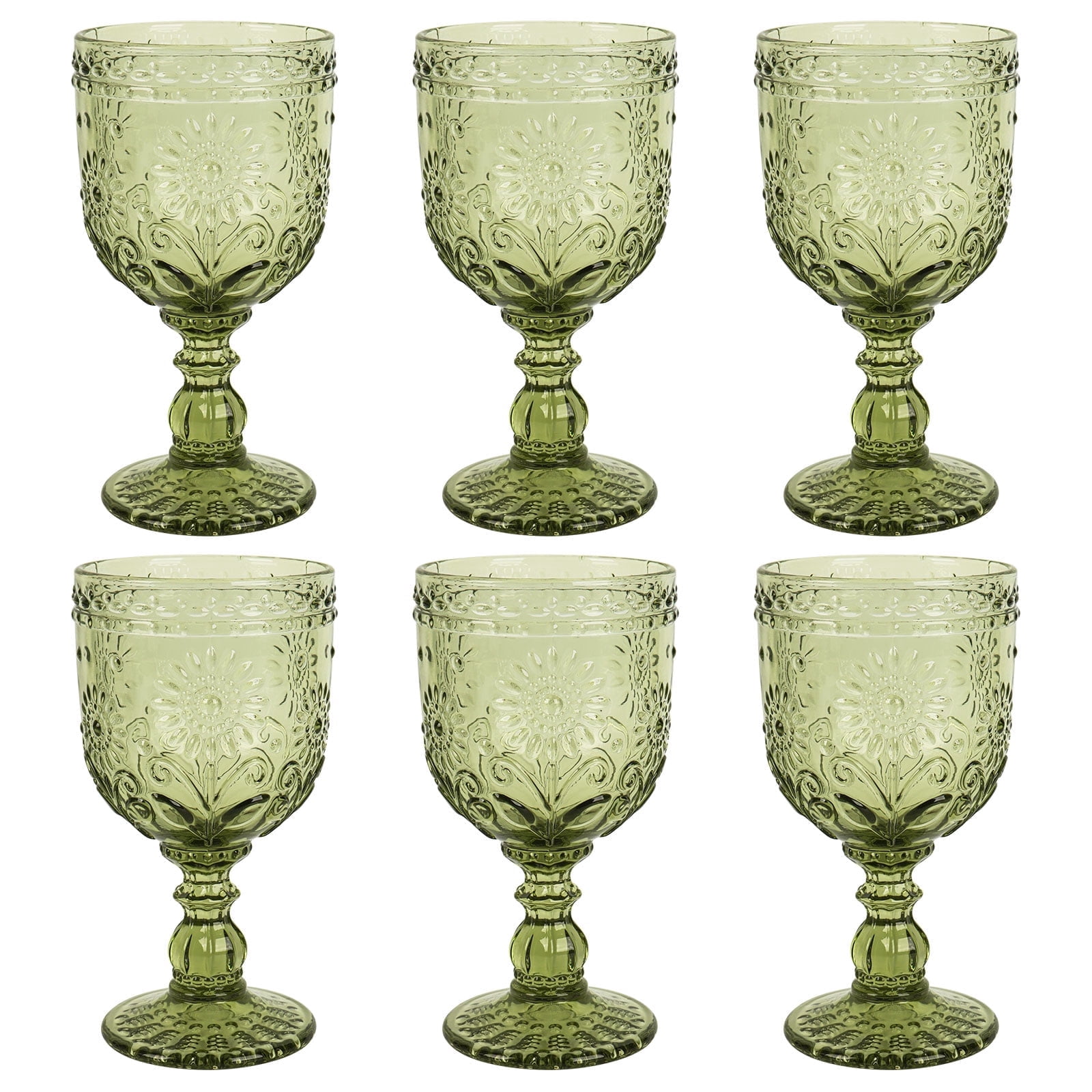 6PCS Vintage Goblet Glasses, 12 oz Wine Glasses, Glass Cups Set, Drink ...