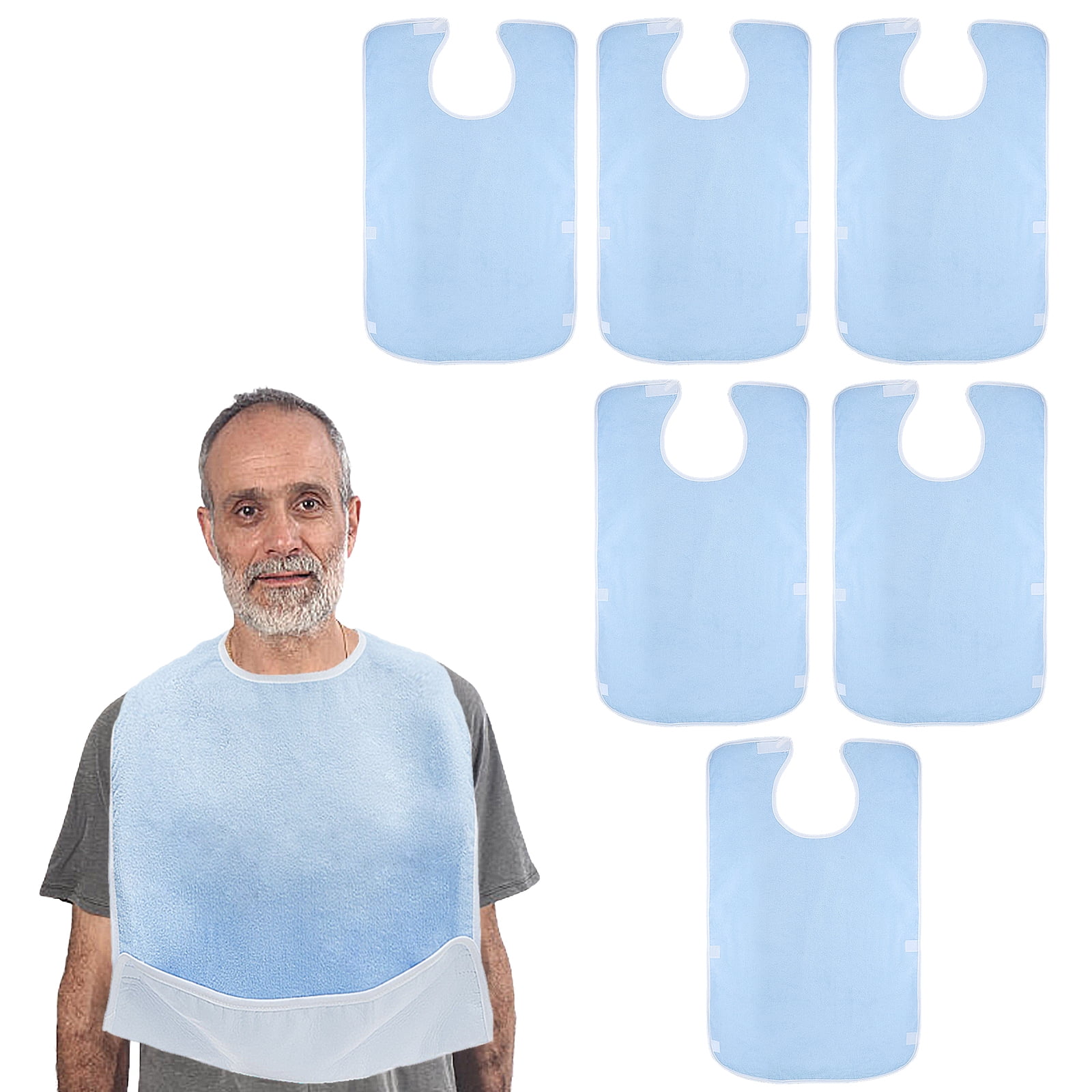 6PCS Washable Adult Bib for Elderly Women Men Adjustable Clothing ...