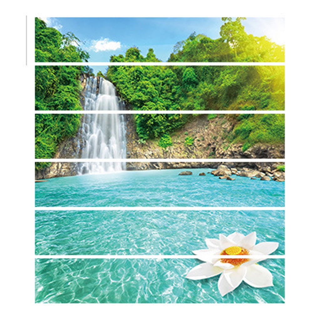 6PCS Waterfall Scenery Stair Stickers Waterproof Vinyl PVC River Bridge ...