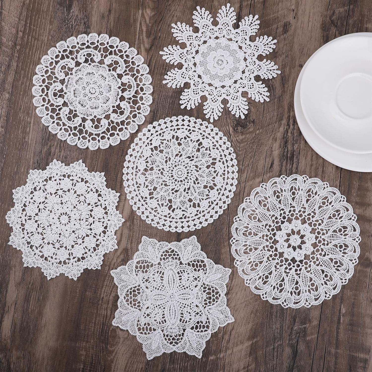 6PCS White Lace Doilies, 6 Inch Vintage Crochet Doilies Rustic Lace ...