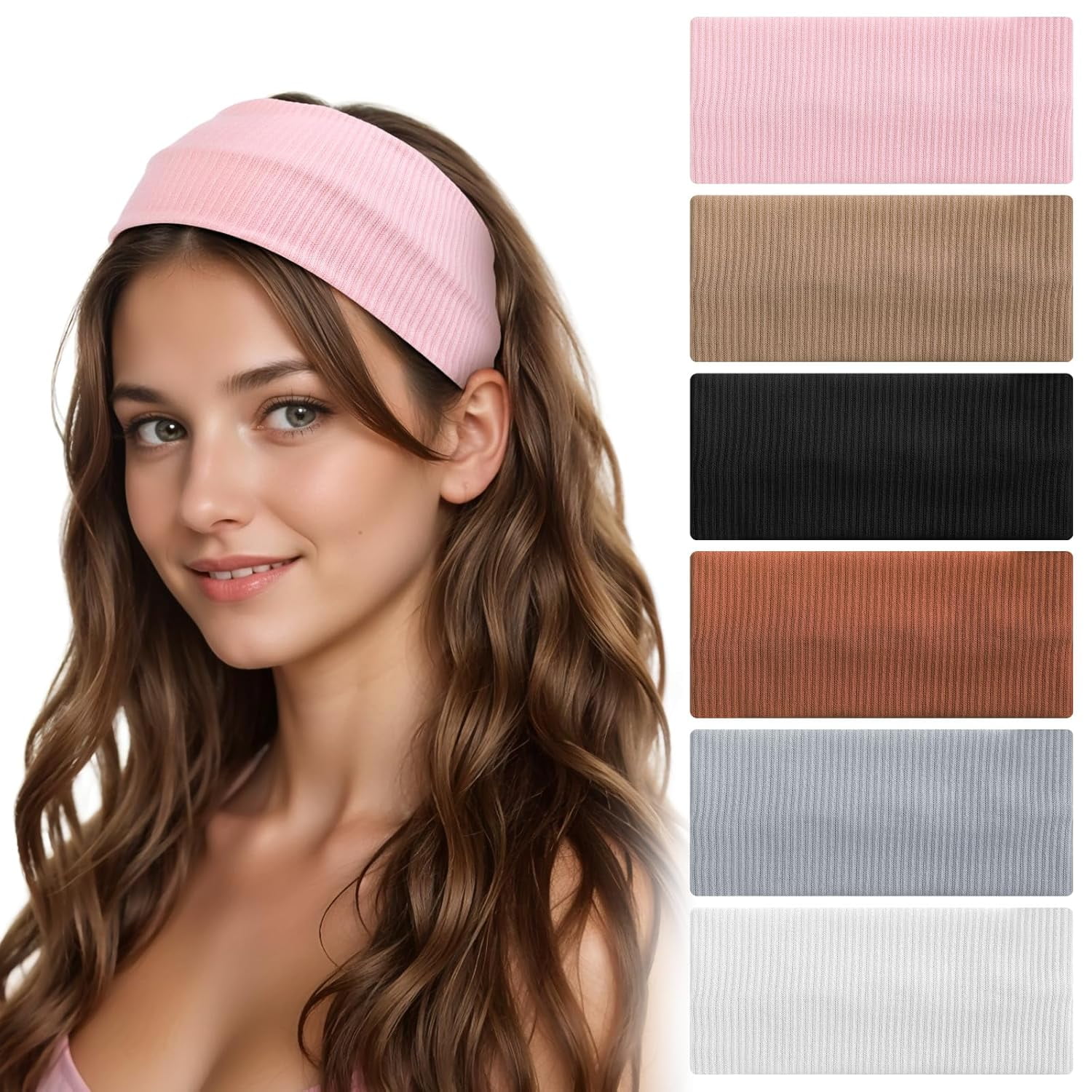 6PCS Wide Headbands for Women, Non Slip Stretchy Hair Bands Soft Boho ...