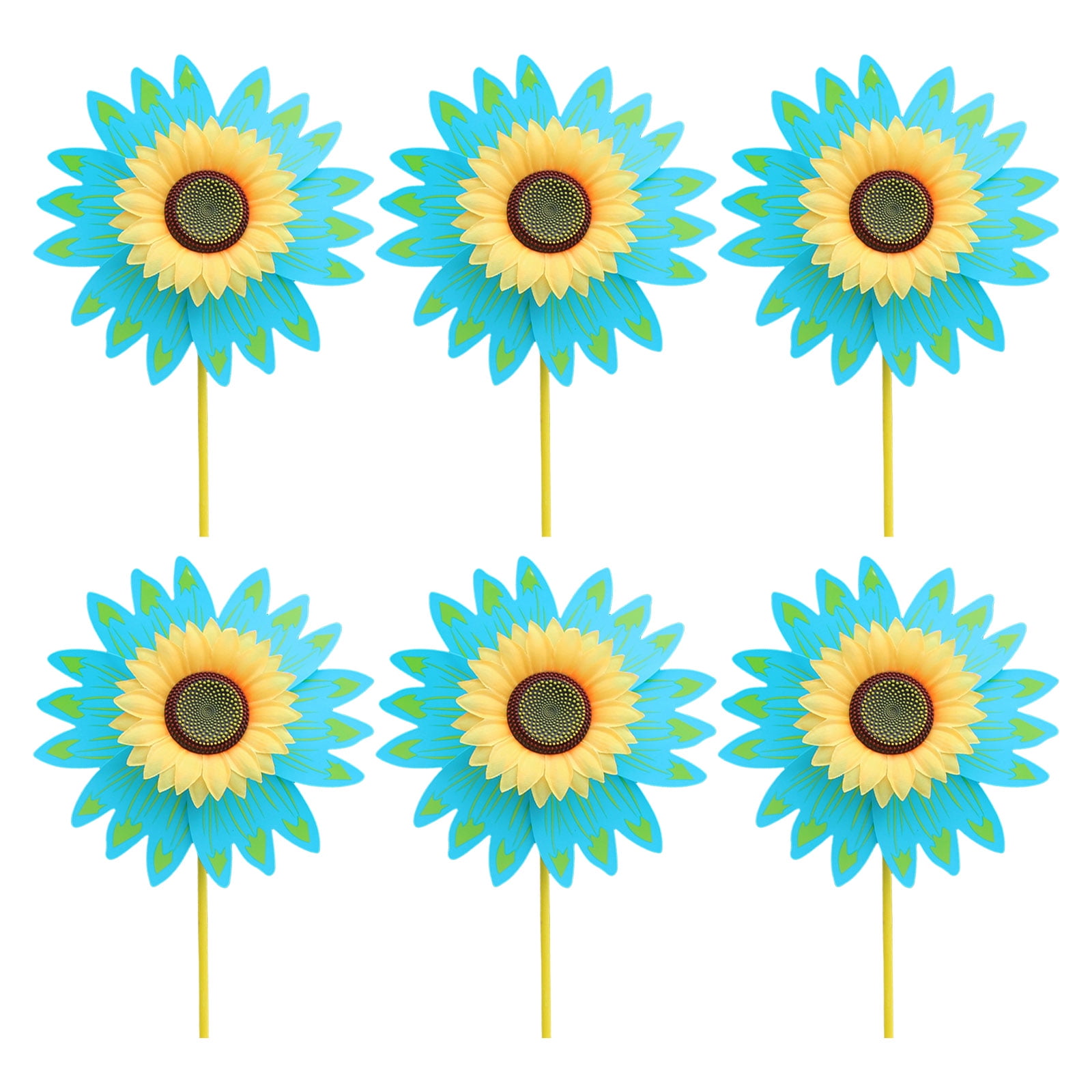 6PCS Windmills Set Sun Flower Pinwheel Lawns Home Backyard Party ...