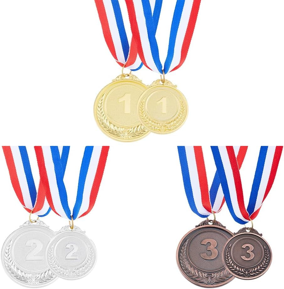 6PCS Winner Award Medals Alloy Winner Medals with Ribbon 1st 2nd 3rd ...