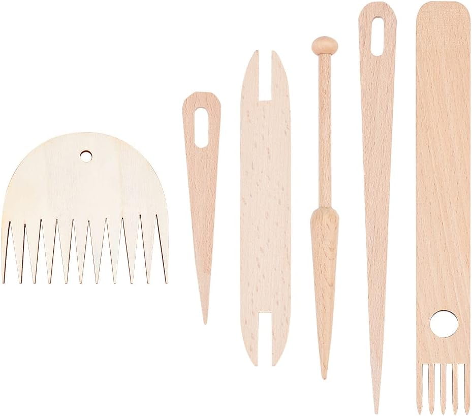 6PCS Wood Hand Loom Stick Set DIY Handcrafts Woven Tools (Tapestry ...