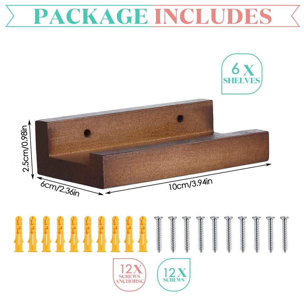 6PCS Wood Vinyl Record Shelf Wall Mount Small Wall Record Holder ...