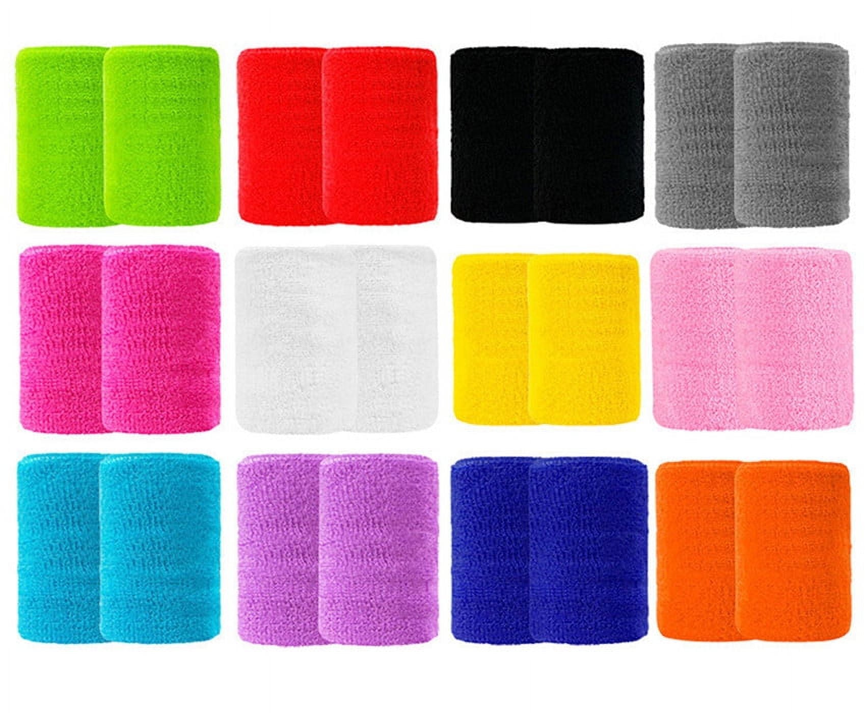 6PCS Workout Wrist Sweatbands, Thick Terry Cloth, for Sports, Tennis ...