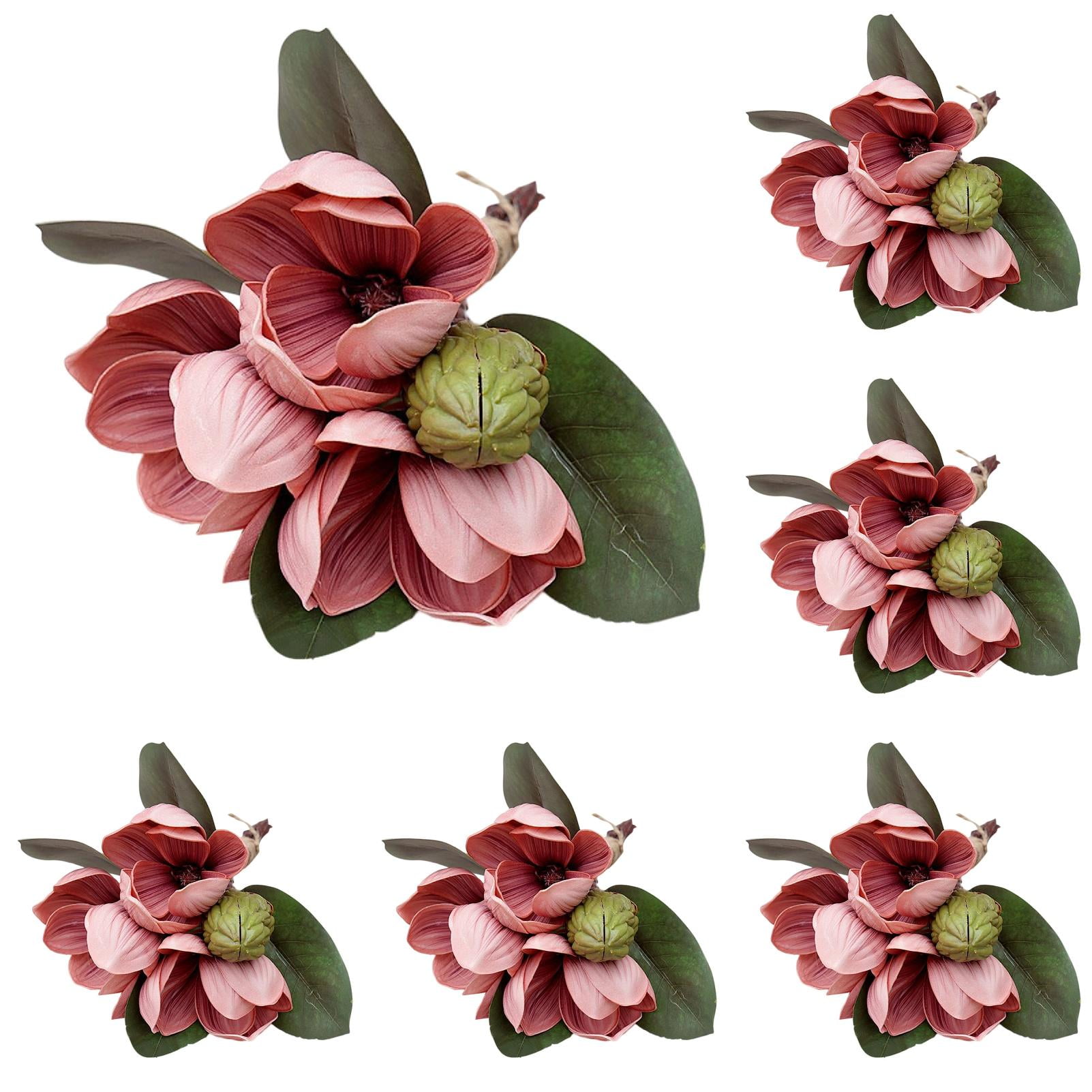 6PCSArtificial Magnolia Flowers - Realistic White Magnolia Stems for ...