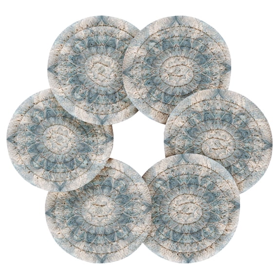 6PCs Round Coasters Set Heat Resistant Washable Kitchen Table ...