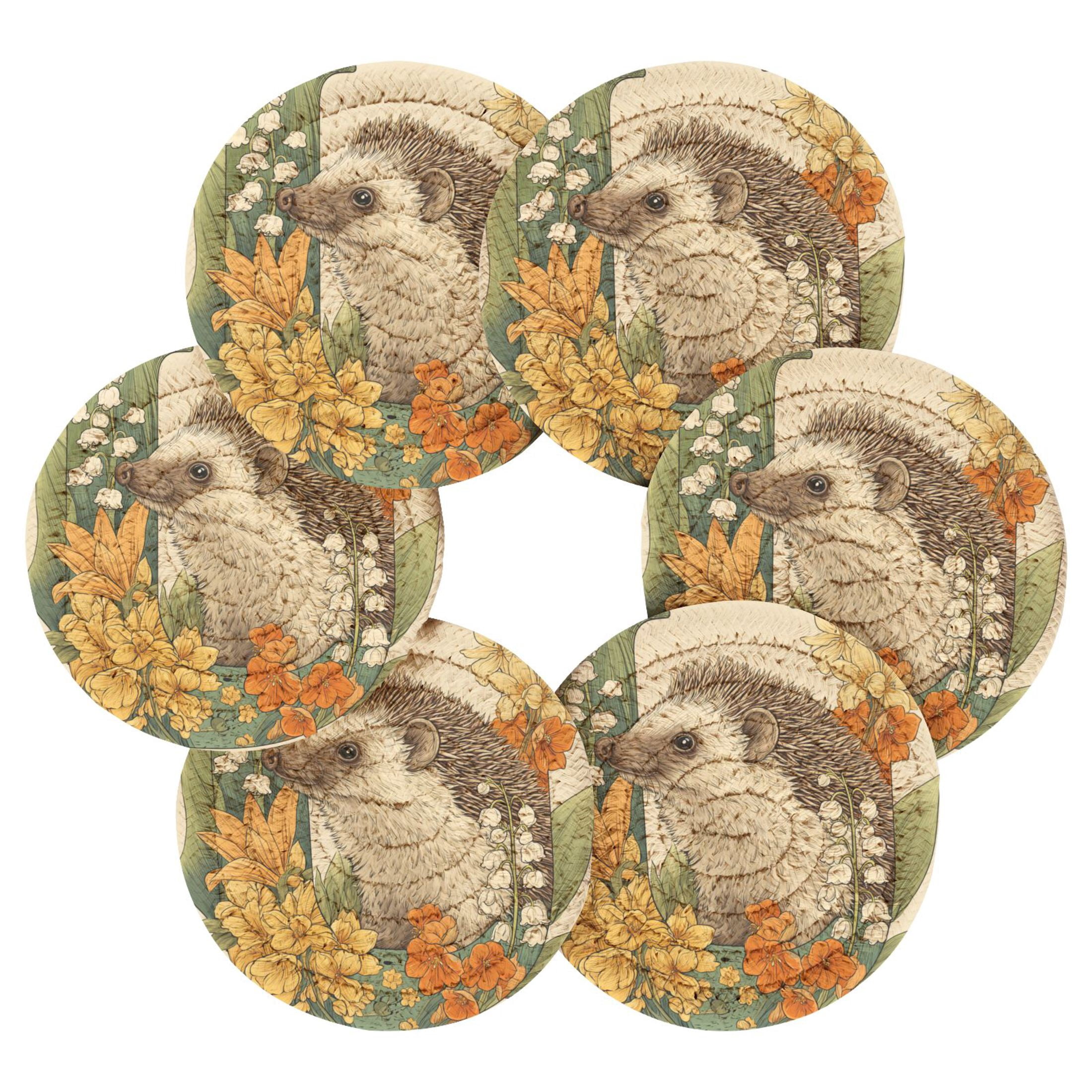 6PCs Round Coasters Set Heat Resistant Washable Kitchen Table ...
