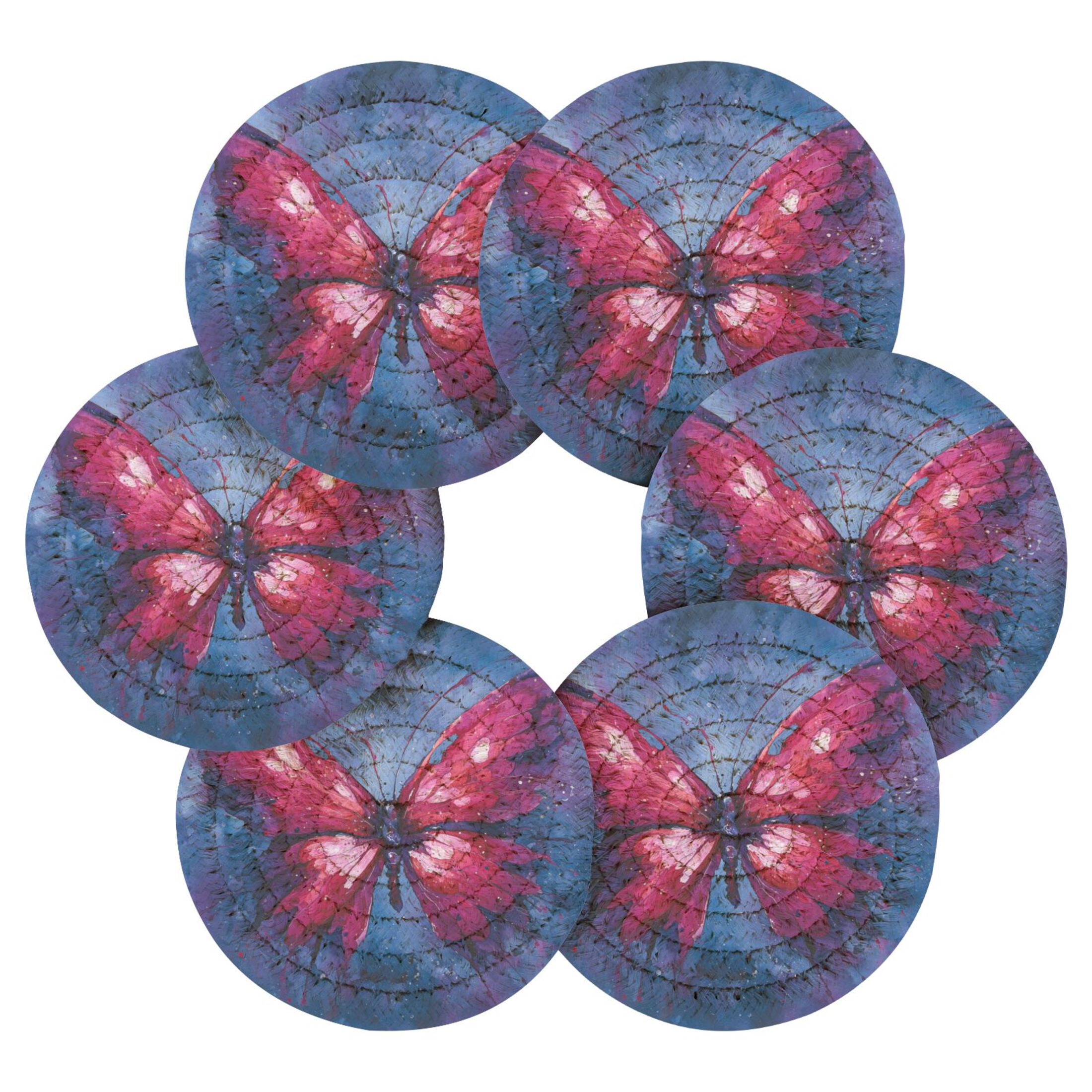 6PCs Round Coasters Set Heat Resistant Washable Kitchen Table ...