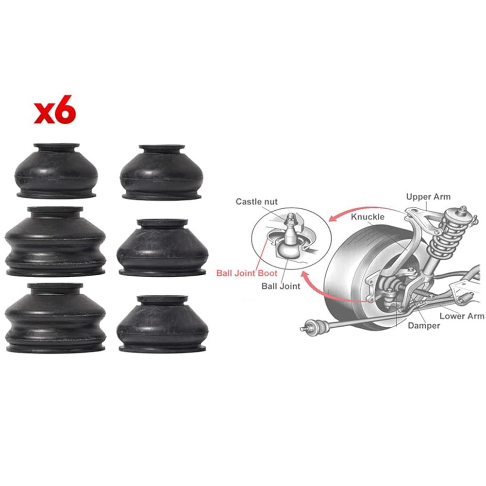 6PCs Universal Ball Joint Rubber Dust Boot Cover for Track Bar Tie Rod ...