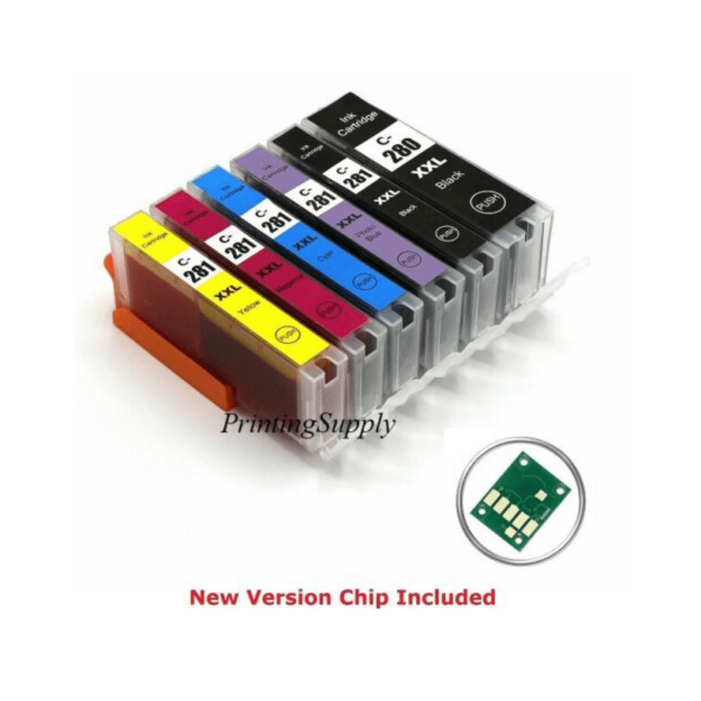 6PK High-Yield BCMY Blue Ink Cartridge for Canon PGI280XXL CLI281XXL ...