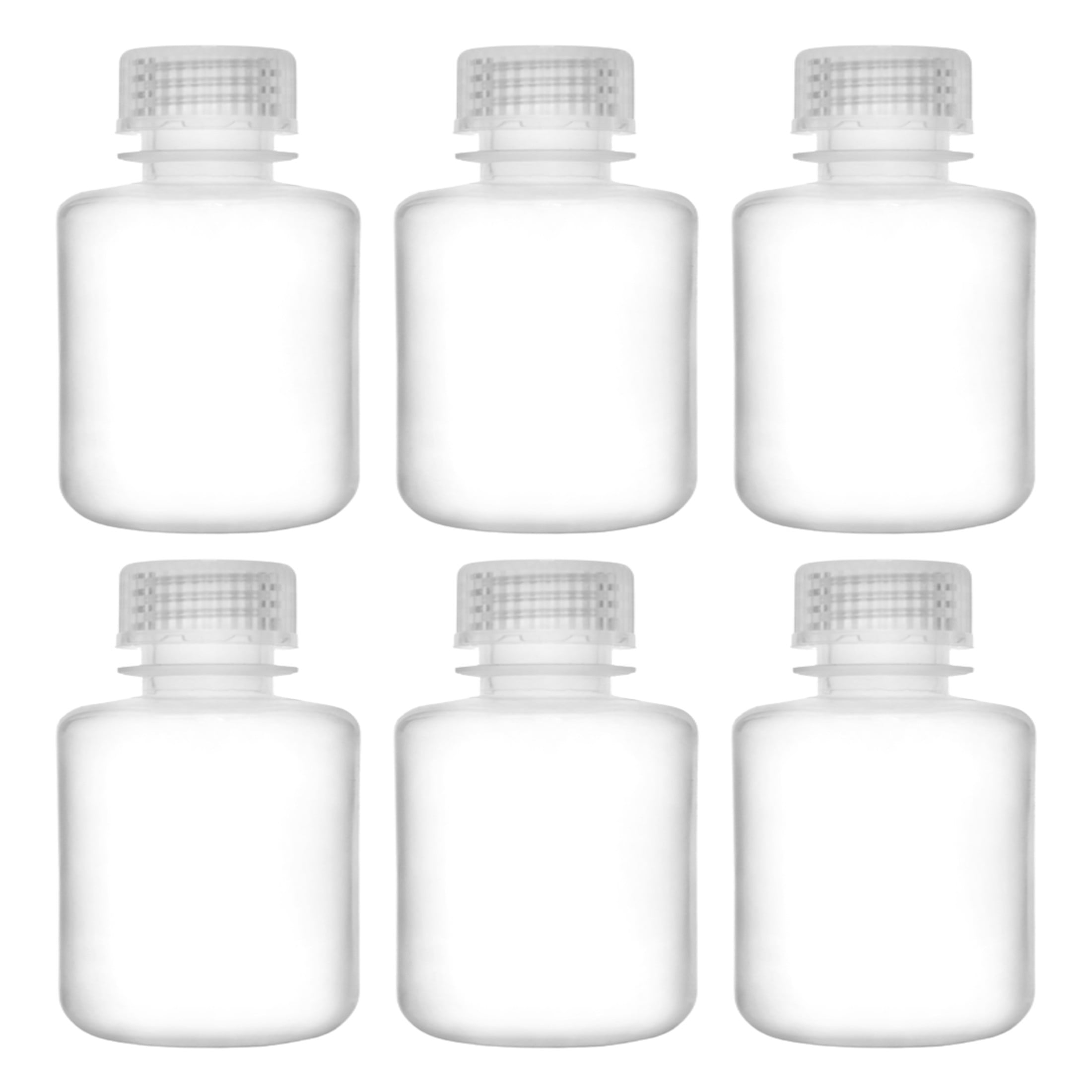 6PK Reagent Bottles, 60ml - Narrow Mouth with Screw Cap - Polypropylene ...
