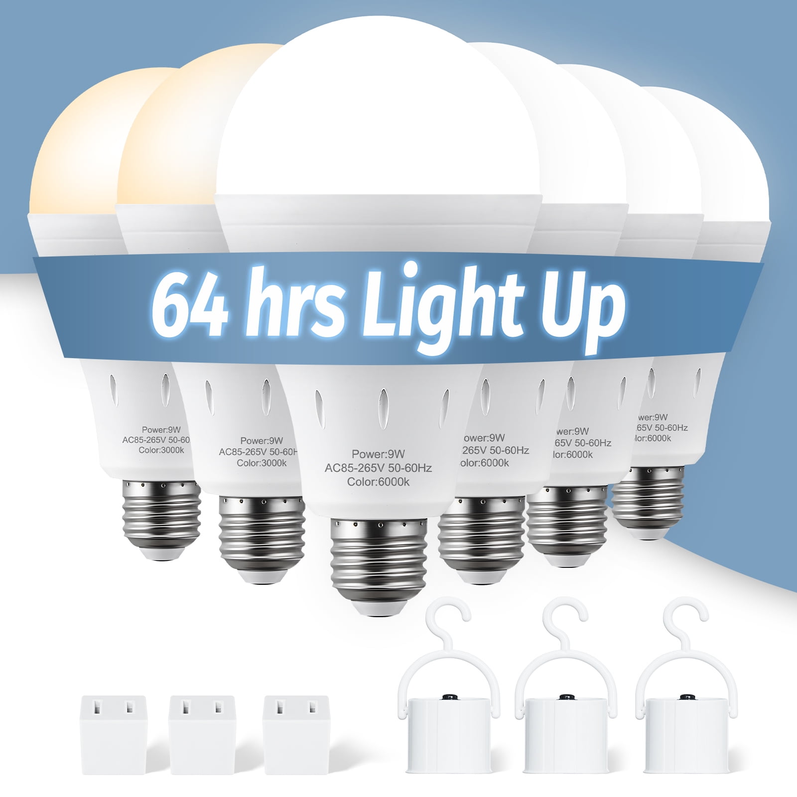 SITREGOFAN 6 Pack Rechargeable LED Light Bulbs, 12W, 3000K Soft White ...