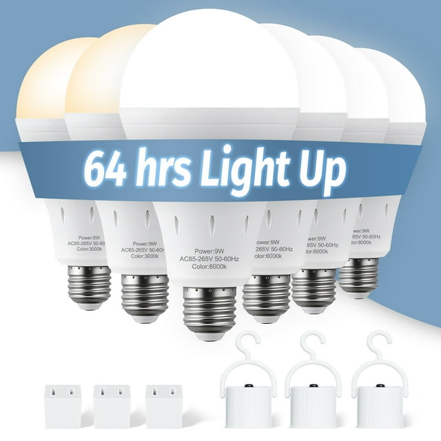 6 Pack Rechargeable Light Bulbs,Battery Powered Bulbs Can Work Without ...
