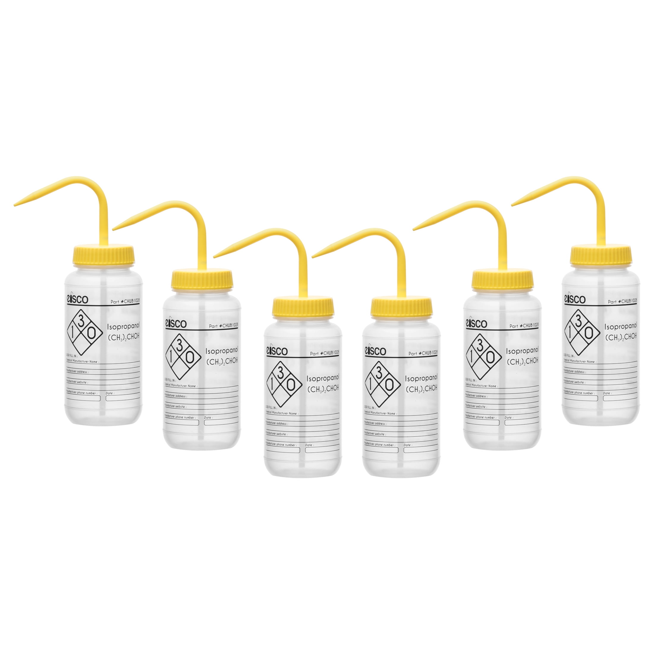 6PK Wash Bottle for Isopropanol, 500ml - Labeled with Chemical ...