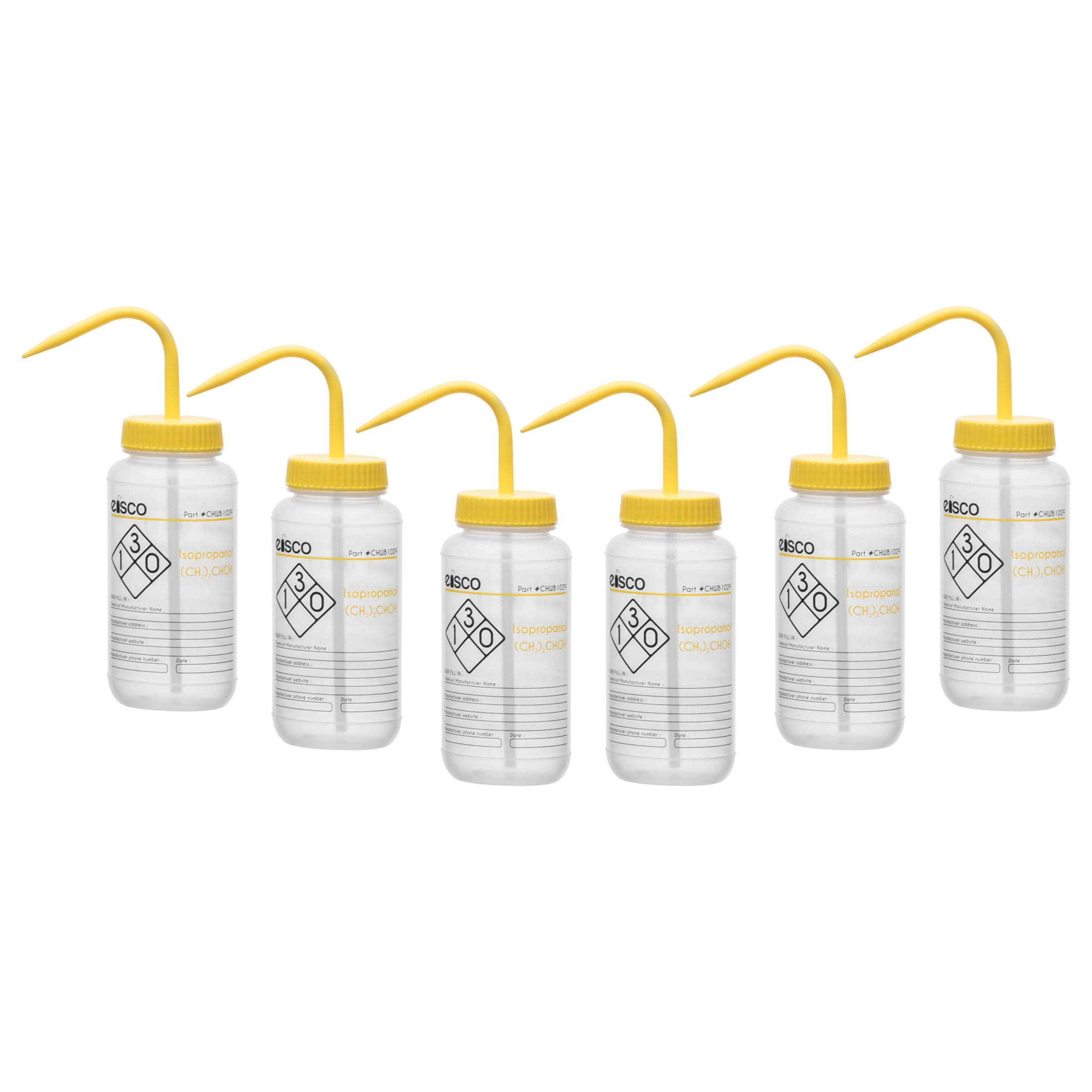 6PK Wash Bottle for Isopropanol, 500ml - Labeled with Color Coded ...