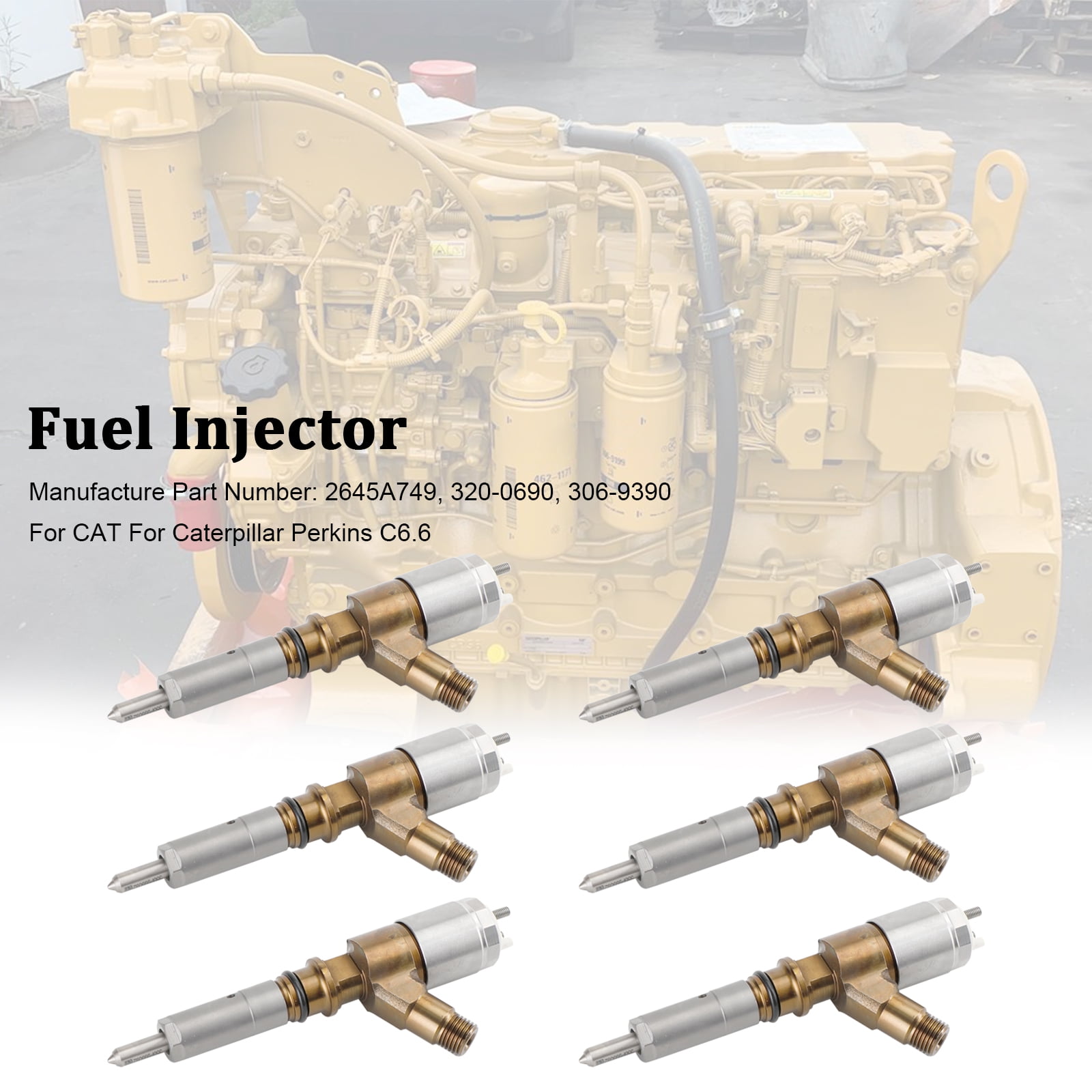 6PS Fuel Injectors 2645A749 Fit for Caterpillar Perkins C6.6 Fit for ...