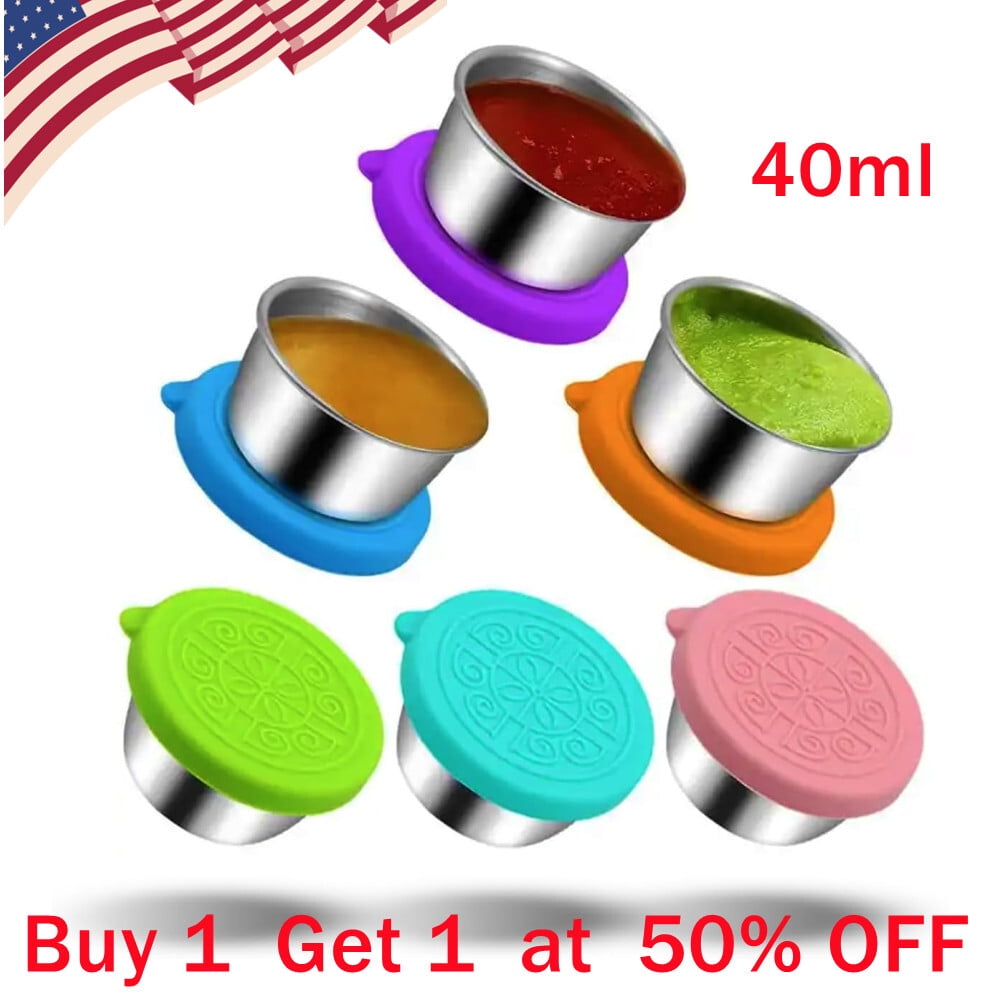 6Pack 1.4Oz Small Condiment Containers with Lids, Salad Dressing ...