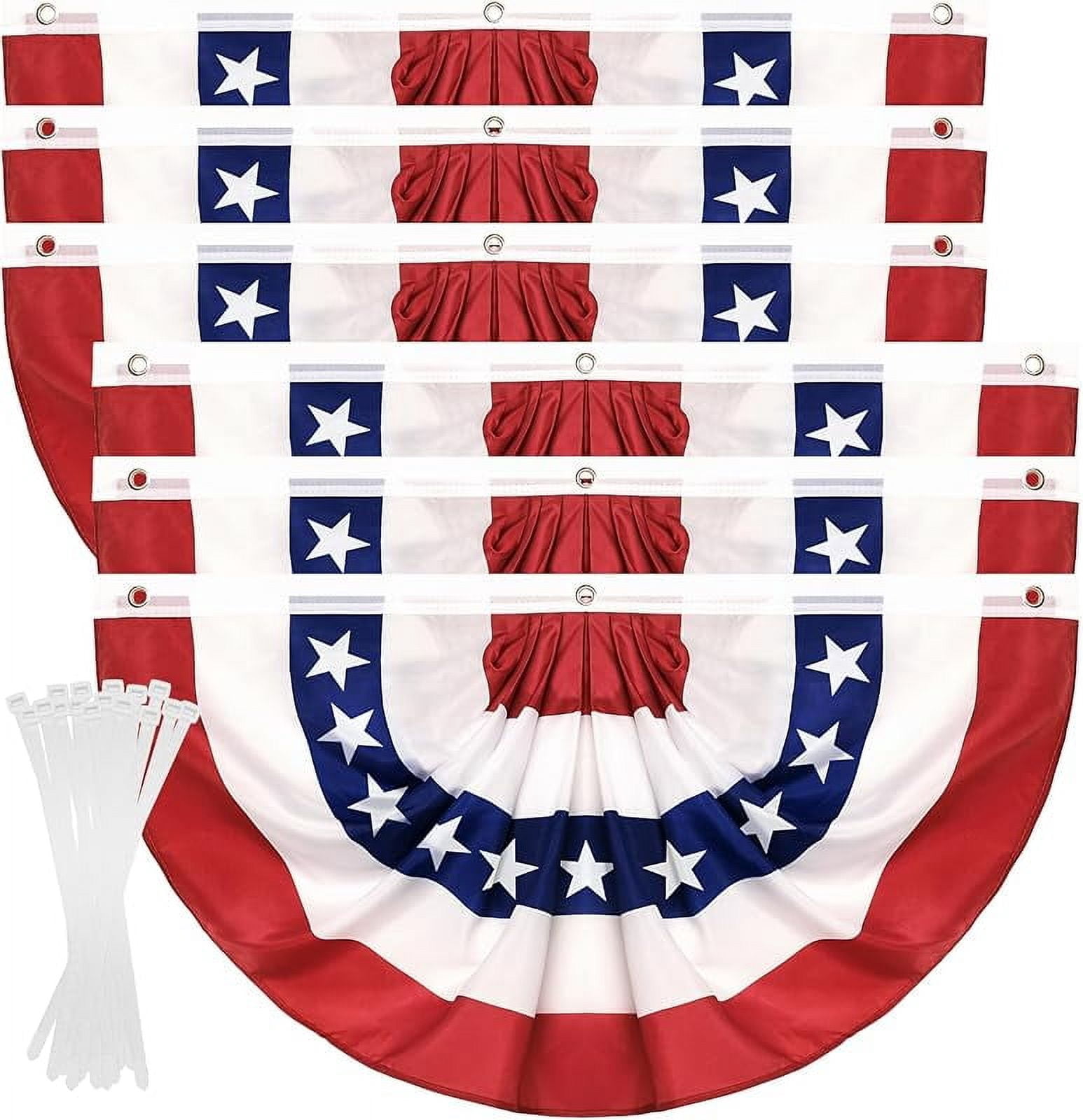 6Pack 1.5x3 FT American Pleated Fan Flag, American Flag Bunting for ...