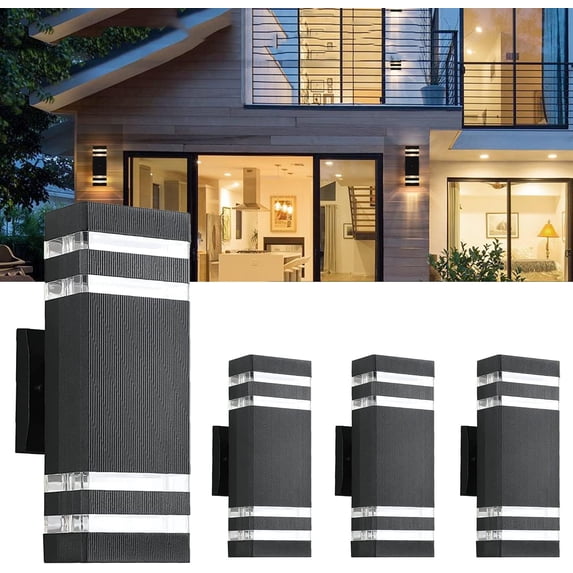 6Pack 12inch LED Square Up&Down Wall Lights 14W 4000K Day White Outdoor ...
