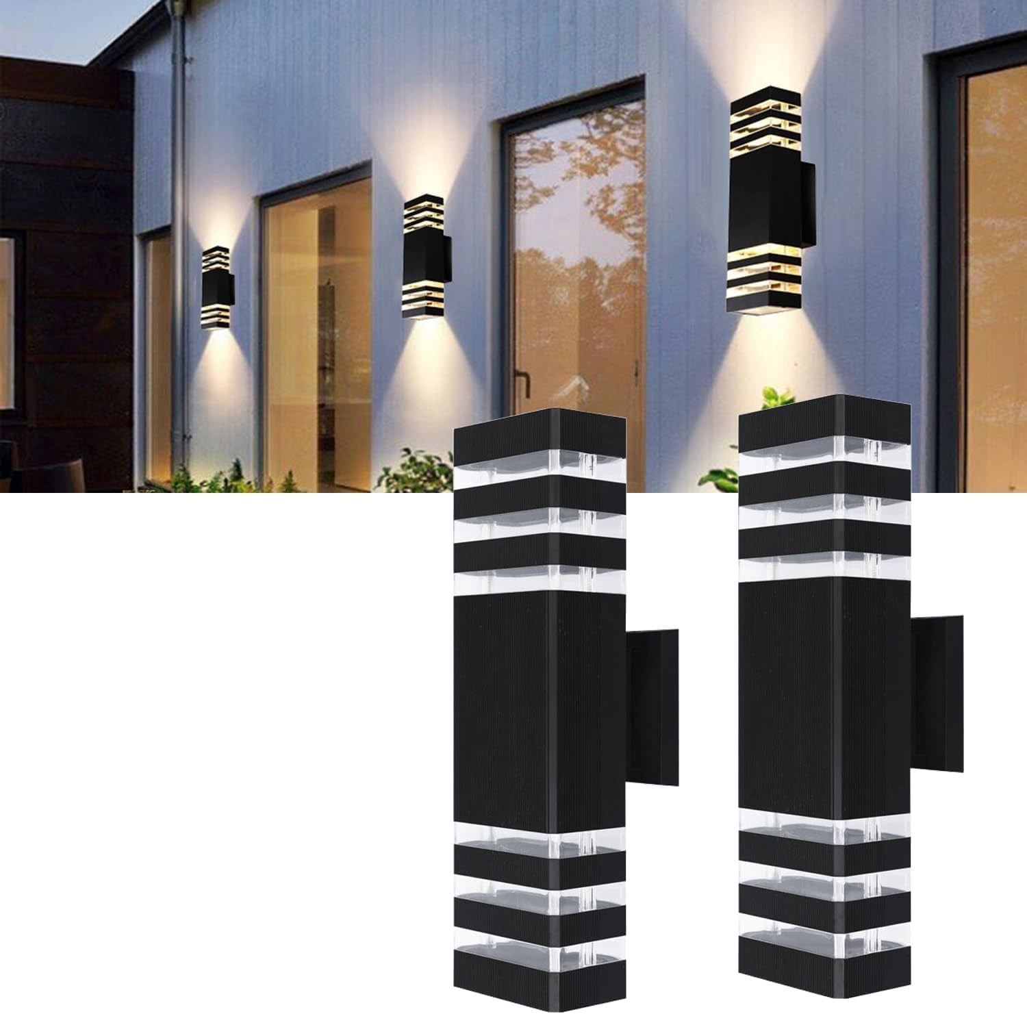 6Pack 15inch LED Square Up & Down Wall Lights 14W Outdoor Wall Light ...