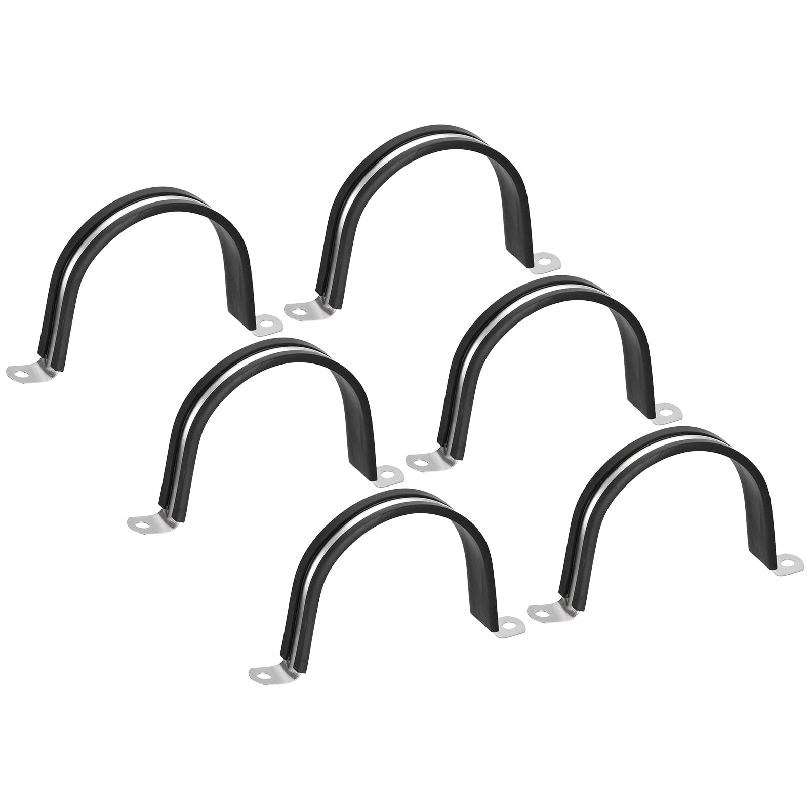6Pack 2-7/8" Cable Clamp U Shape Stainless Steel Rubber Cushioned Pipe ...