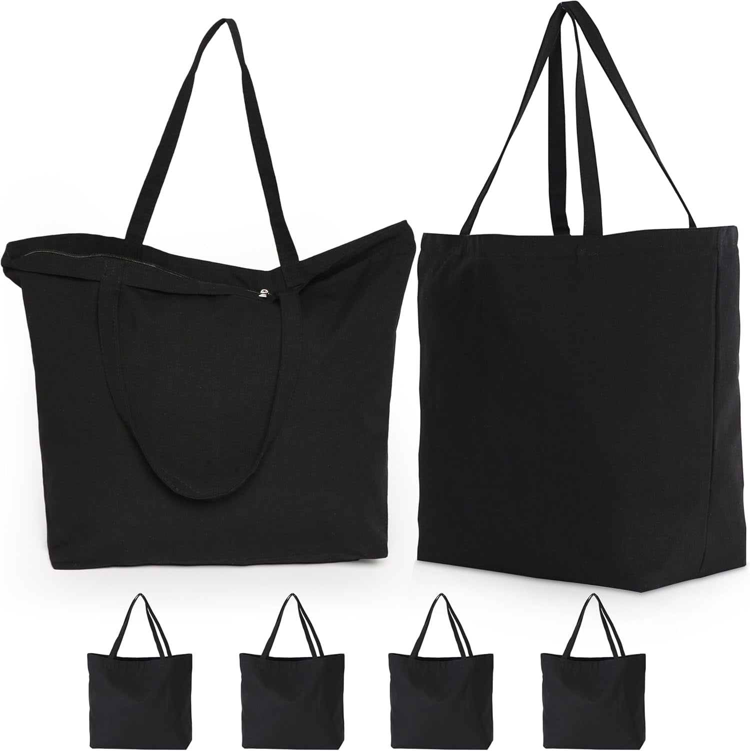 6Pack 22x16x7.8'' 12Oz Heavy Duty Canvas Tote Bag with Zipper ...