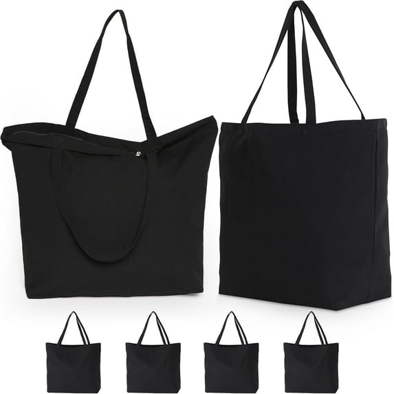 6Pack 22x16x7.8'' 12Oz Heavy Duty Canvas Tote Bag with Zipper ...