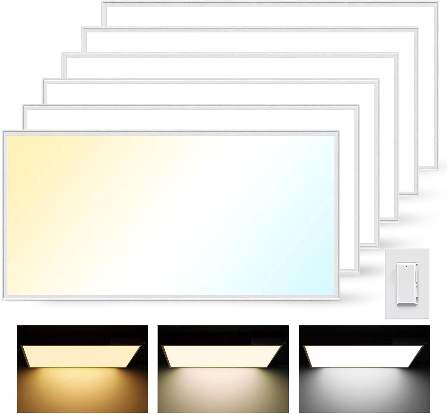 AIKVSXER LED Flat Panel Light 50W 6600LM Selectable Color Temperature ...