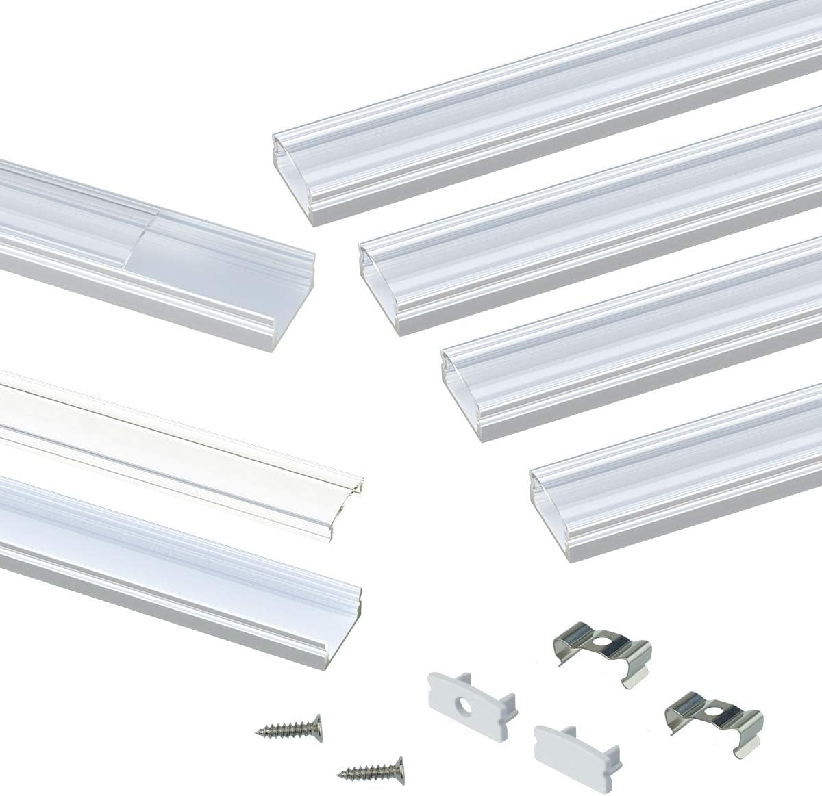 6Pack 3.3FT/1M LED Channel Silver Aluminum U Shape LED Strip Channel ...