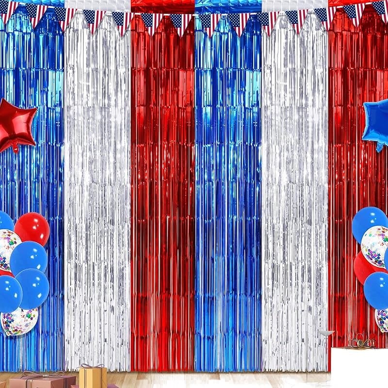 6Pack 3.3Ft x 6.6Ft Graduation Foil Fringe Curtain Backdrop Decorations ...