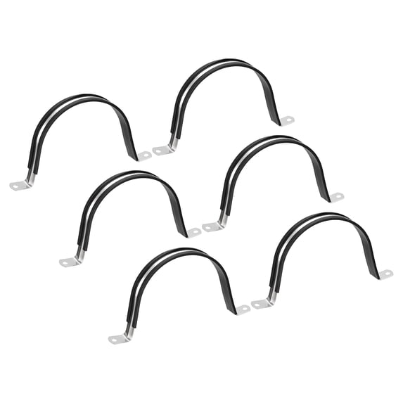 6Pack 4-1/4" Cable Clamp U Shape Stainless Steel Rubber Cushioned Pipe ...
