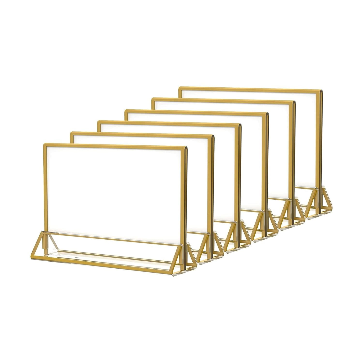 6Pack 6 x 4 Horizontal Clear Acrylic Sign Holder with Gold Borders ...