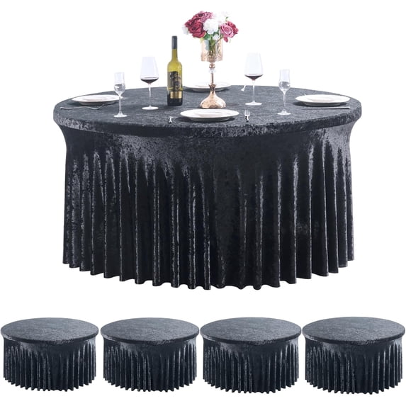 6Pack 60 Inch Round Velvet Tablecloths - 120 Inch Stretch Spandex Table ...
