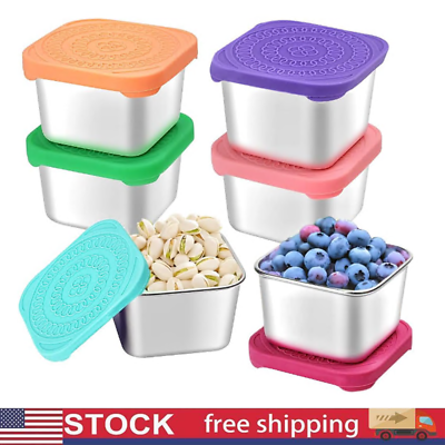 6Pack 6oz Stainless Steel Snack Containers for Kids, Leak Proof Box ...