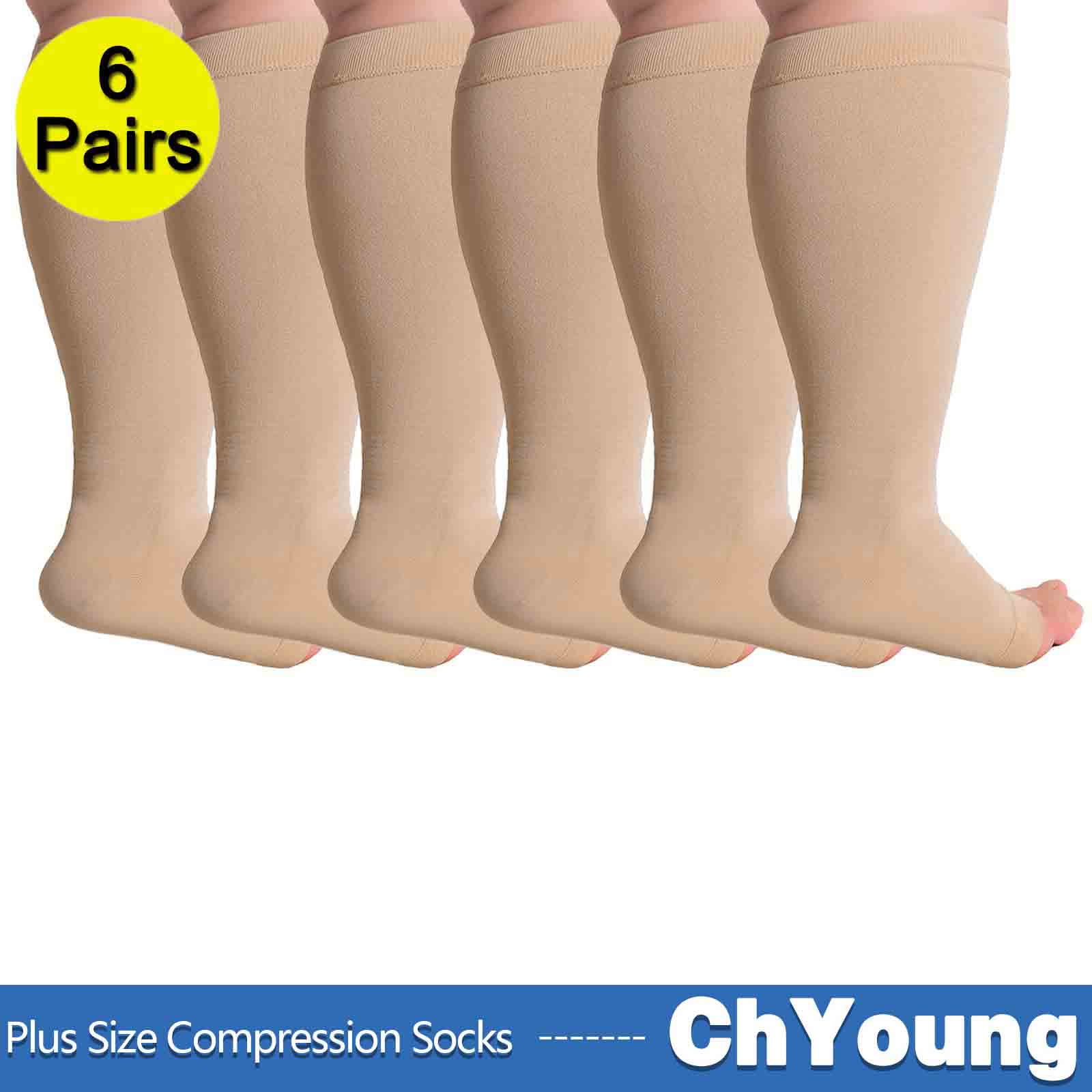 6Pack 7XL 15# Open Toe Compression Socks for Men and Women Stockings 20 ...