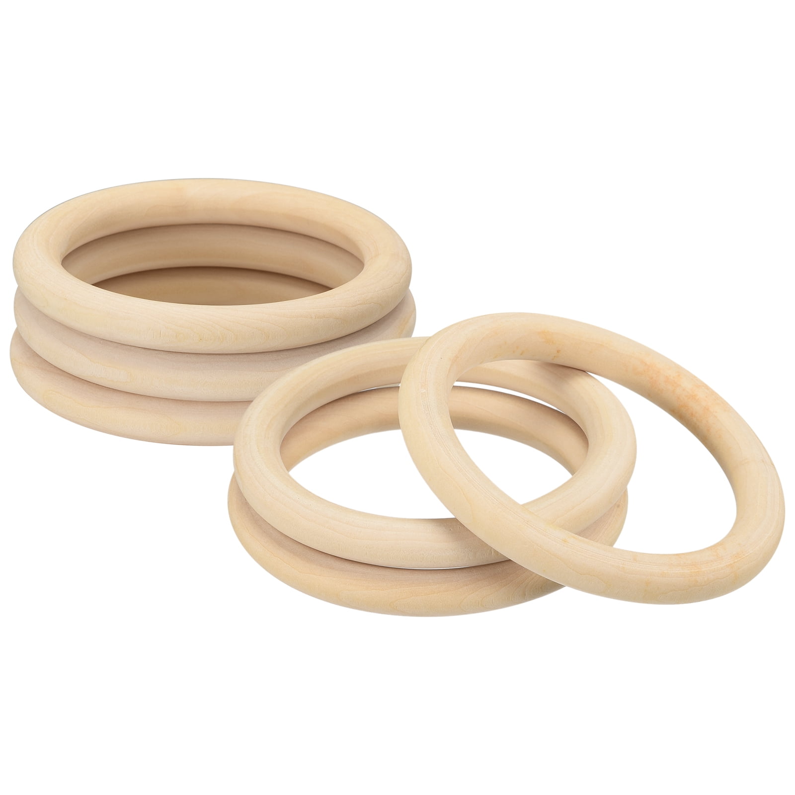 6Pack 90mm(3.5-inch) Natural Wood Rings, 10mm Thick Smooth Unfinished ...