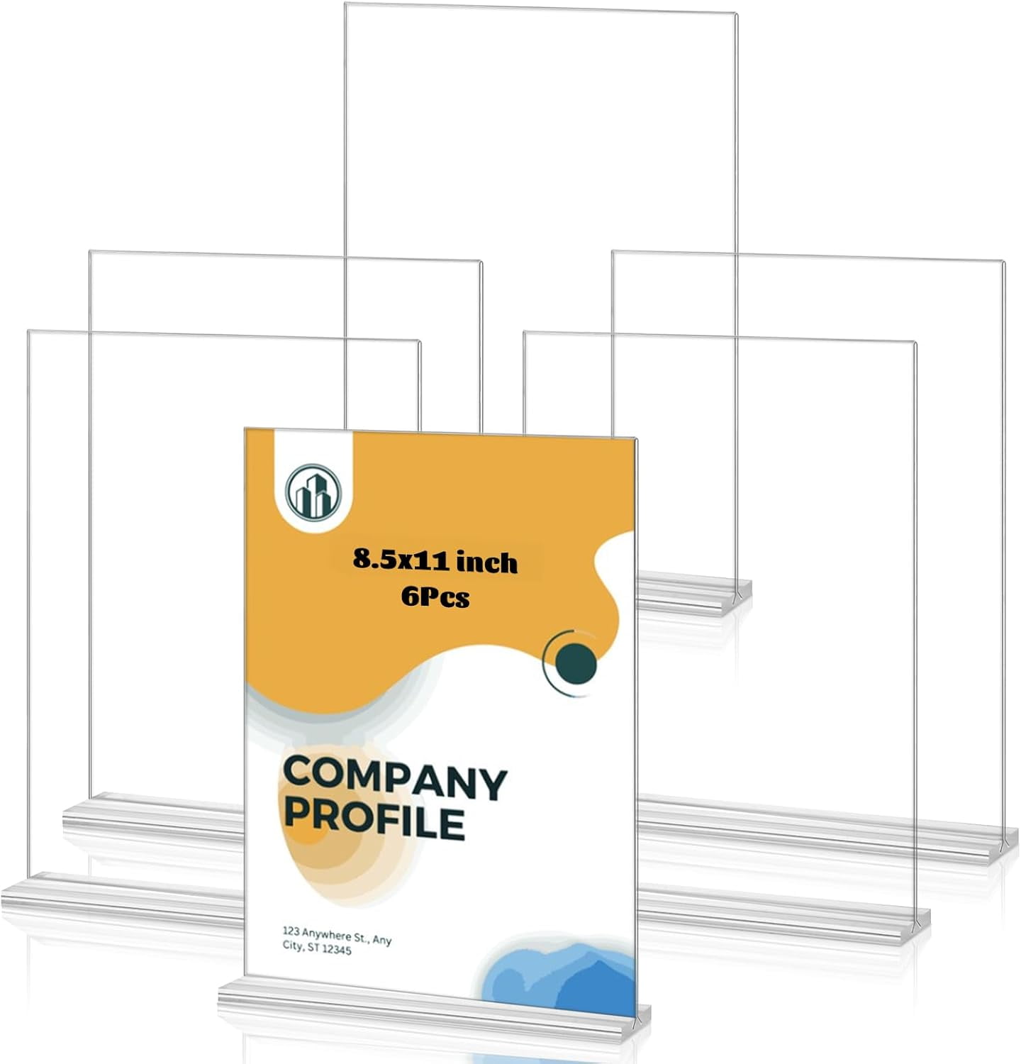 6Pack Acrylic Sign Holder, 8.5x11 inch Double-Sided Display Stand ...