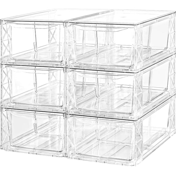 6Pack Acrylic Storage Drawers, Clear Stackable Storage Drawers, Acrylic ...