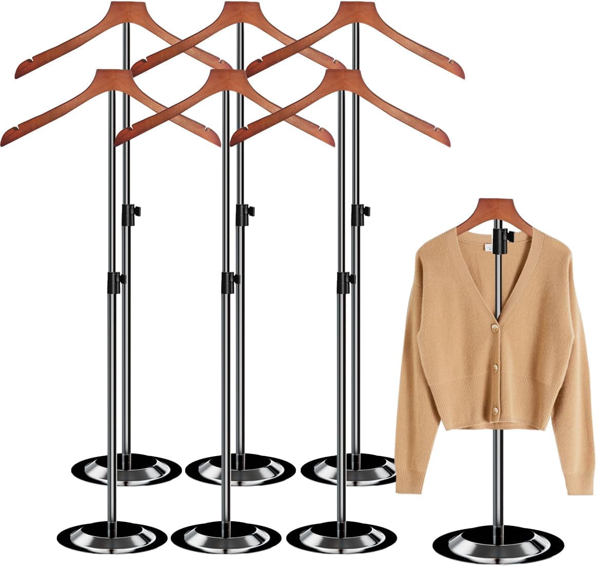 6Pack Adjustable T Shirt Display Adult,22-38IN Flexible Shirt Rack ...