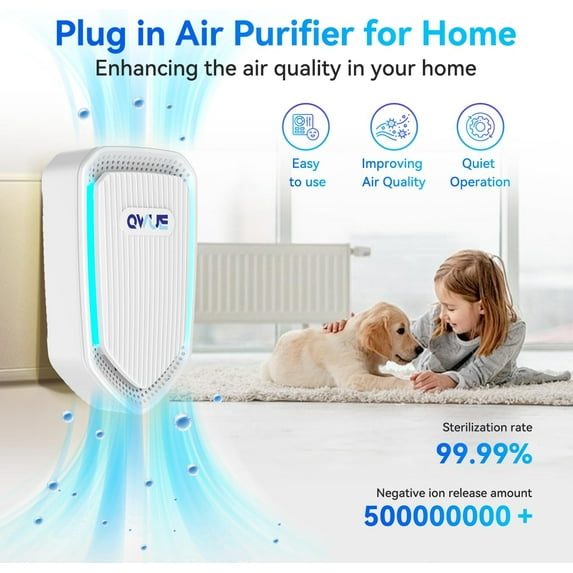 6Pack Air Ionizer Plug In, Filterless Home Negative Air Purifier, Quiet ...