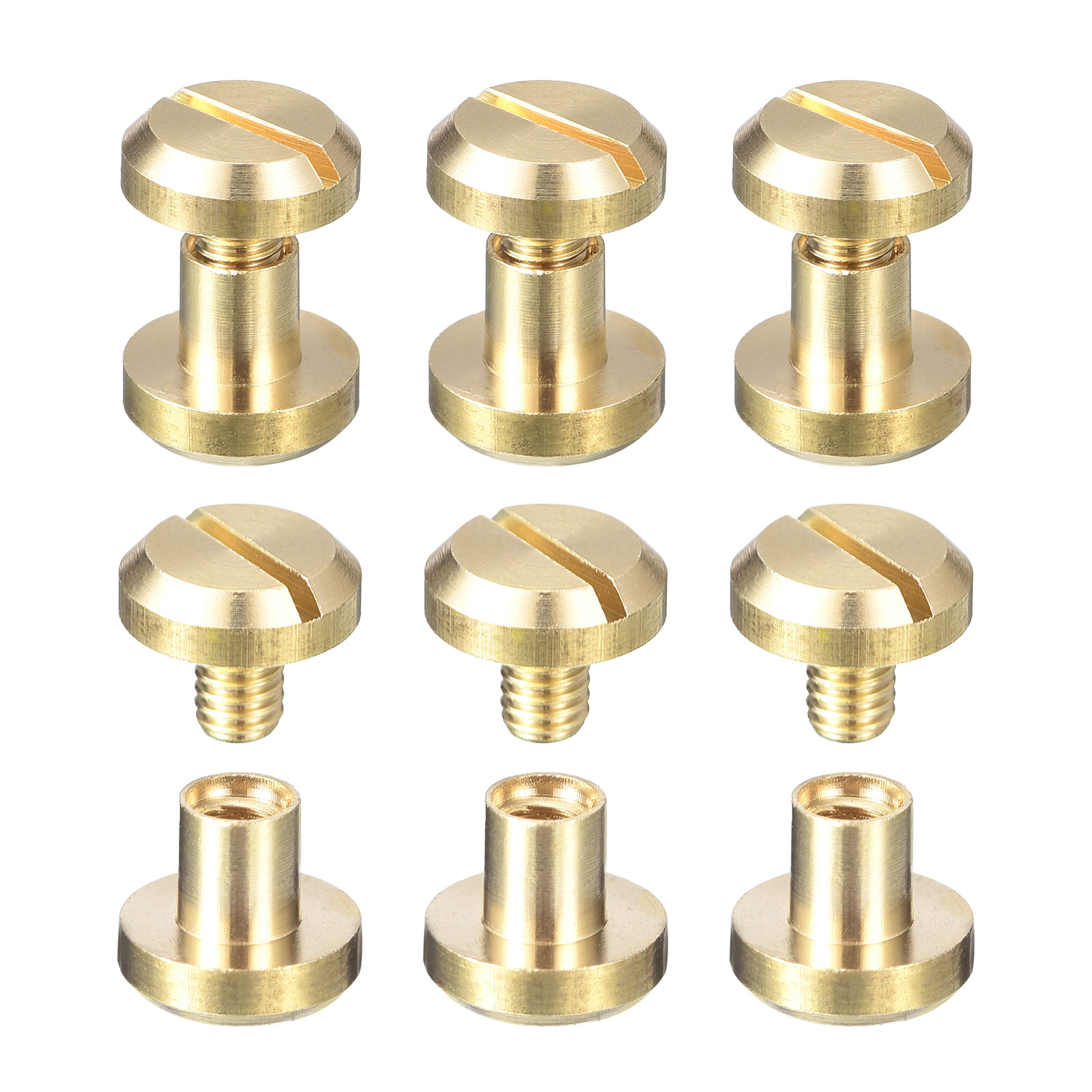6Pack Brass Chicago Screws, 5x10mm Concave Post Nail Stud Rivets, Gold ...
