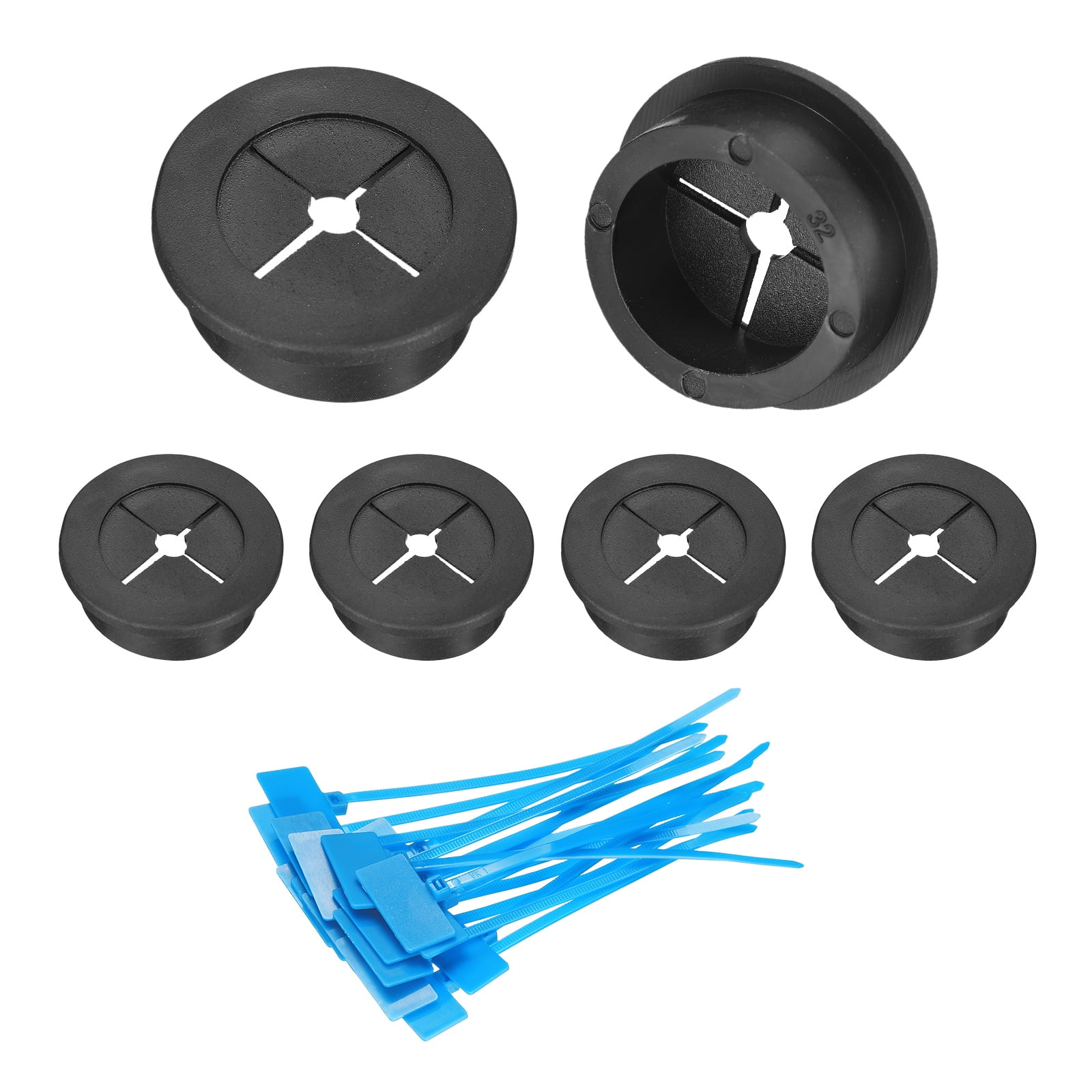 6Pack Cable Cord Grommet, 1-1/4"(32mm) Rubber Grommets with Cable Ties ...