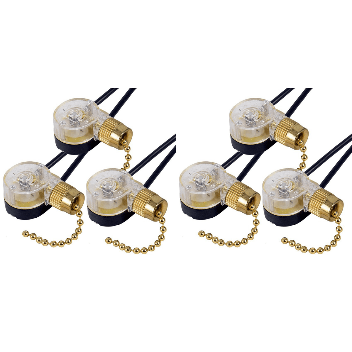 6Pack Ceiling Fan Light Switch ZE-109 Fan Switch Ceiling Pull Chain ...