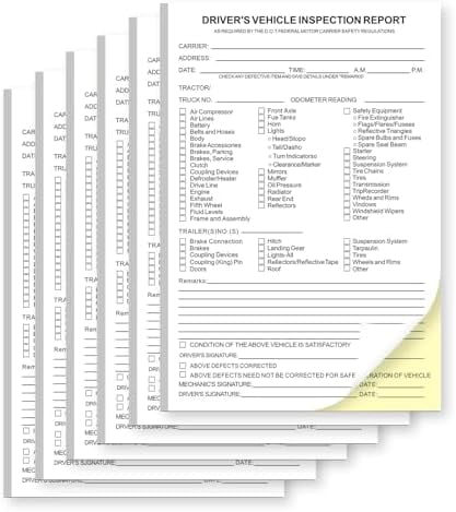 6Pack Detailed Driver Daily Vehicle Inspection Report - Carbonless 2 ...