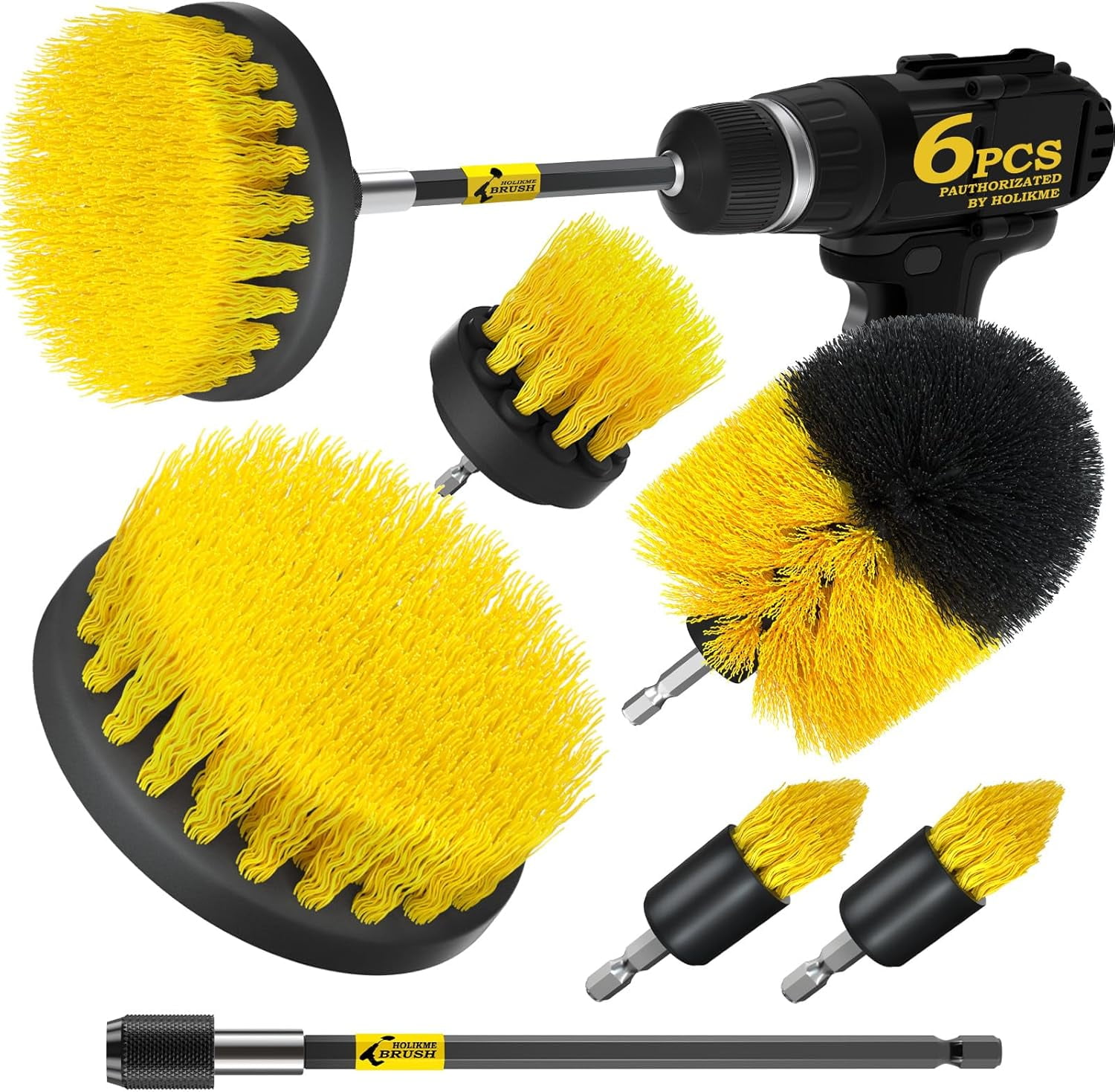 6Pack Drill Brush Power Scrubber Cleaning Brush Extended Long ...