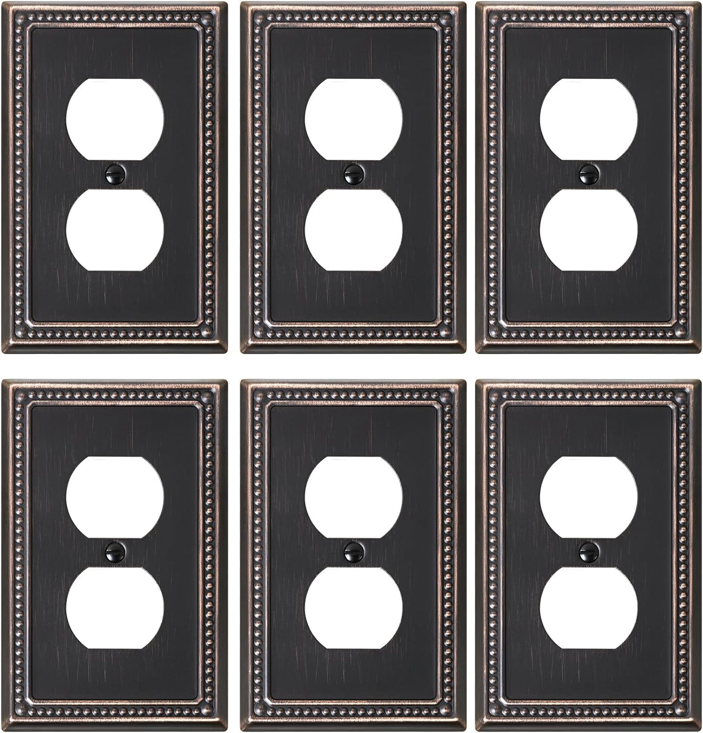 6Pack Duplex Outlet Cover Plate, Aged Bronze Metal Wall Plates for ...